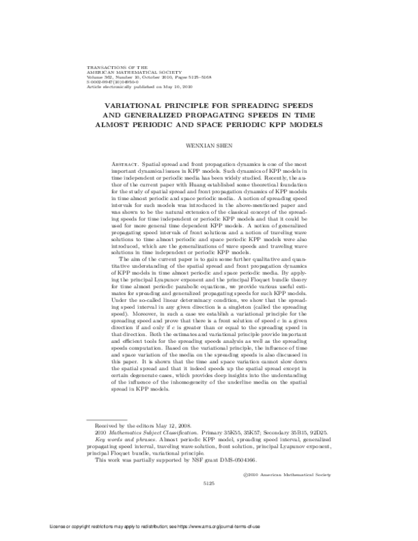 (PDF) Variational principle for spreading speeds and generalized ...