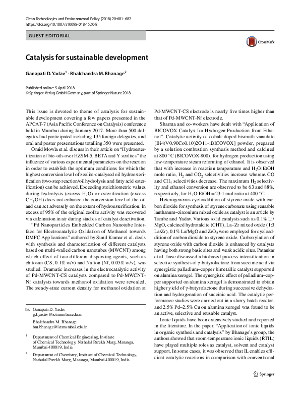 (PDF) Catalysis for sustainable development