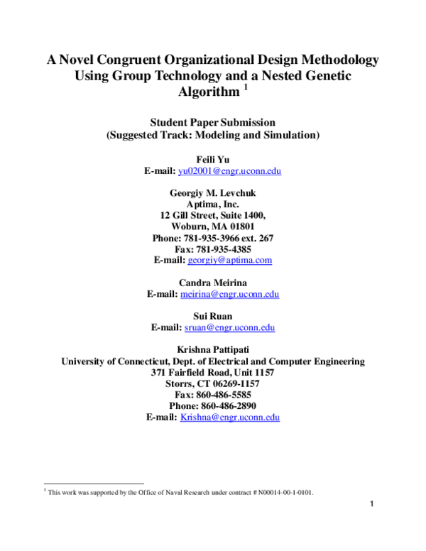 (PDF) Novel Congruent Organizational Design Methodology Using Group ...