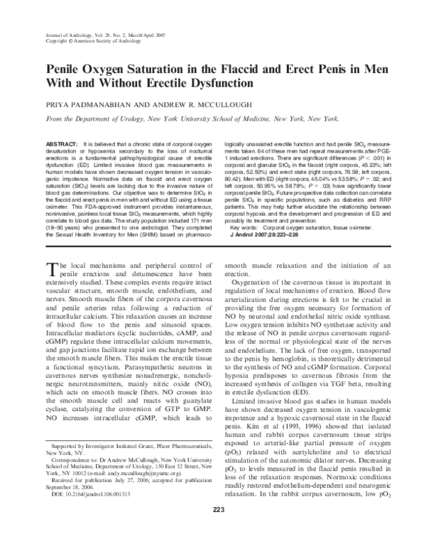 (PDF) Penile Oxygen Saturation in the Flaccid and Erect Penis in Men ...