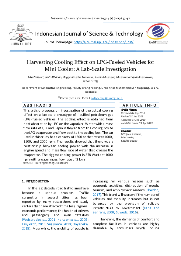 (PDF) Harvesting Cooling Effect on LPG-Fueled Vehicles for Mini Cooler ...