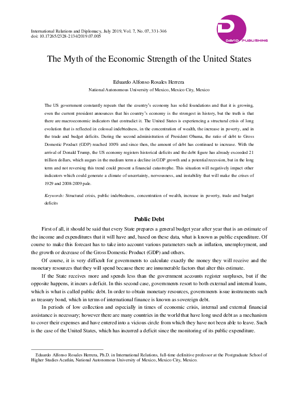 (PDF) The Myth of the Economic Strength of the United States
