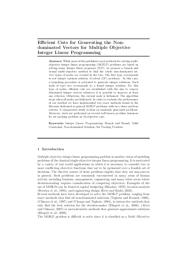 (PDF) Efficient cuts for generating the non-dominated vectors for ...