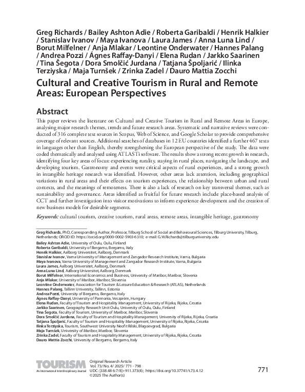 (PDF) Cultural and Creative Tourism in Rural and Remote Areas: European ...