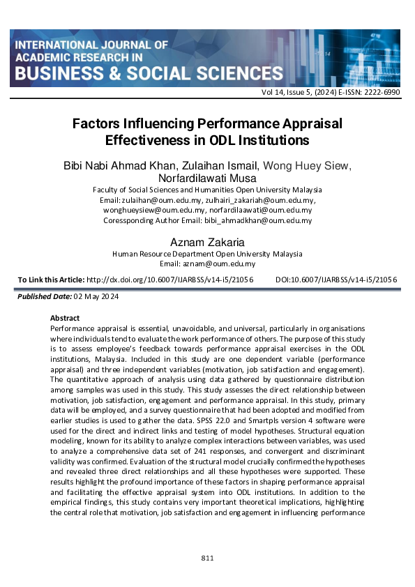 (PDF) Factors Influencing Performance Appraisal Effectiveness in ODL ...