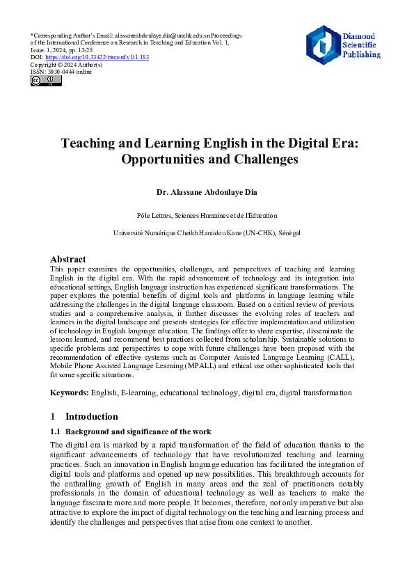 (PDF) Teaching and Learning English in the Digital Era: Opportunities ...