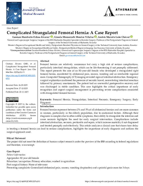 (PDF) Complicated Strangulated Femoral Hernia: A Case Report