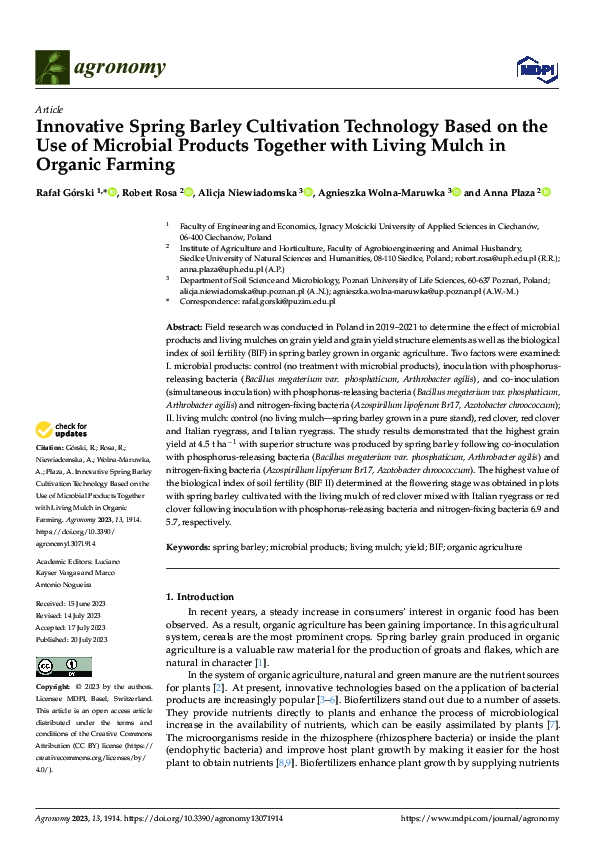 (PDF) Innovative Spring Barley Cultivation Technology Based on the Use ...