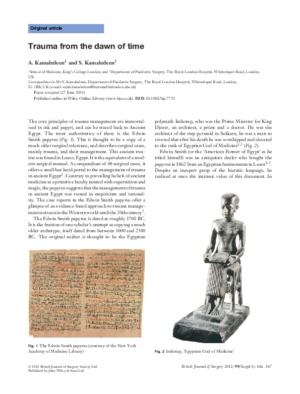 (PDF) Trauma from the dawn of time
