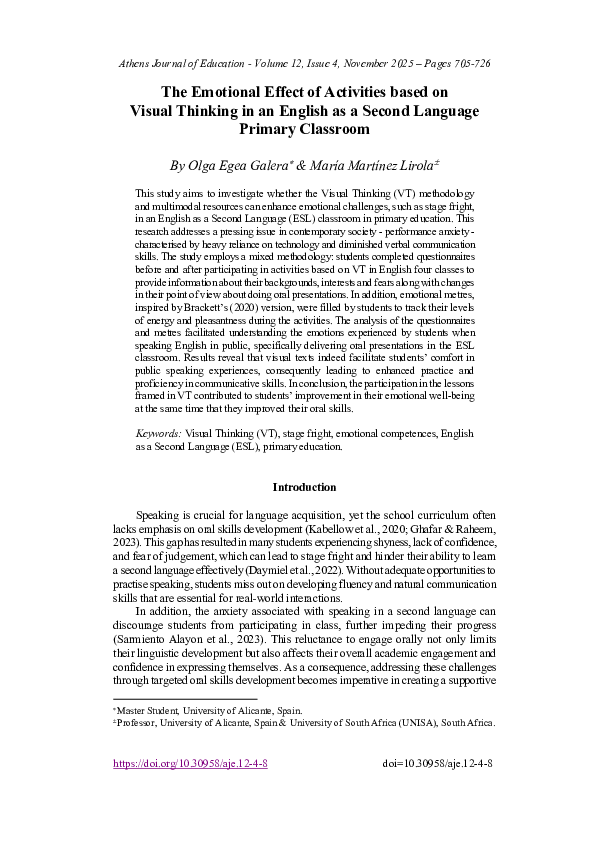(PDF) The Emotional Effect of Activities based on Visual Thinking in an ...