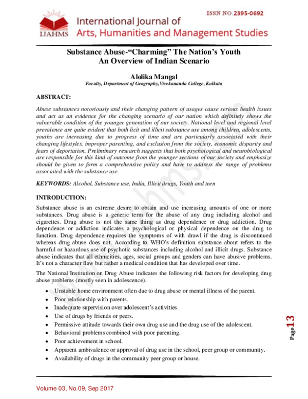 (PDF) Substance Abuse-"Charming" The Nation's Youth An Overview of ...