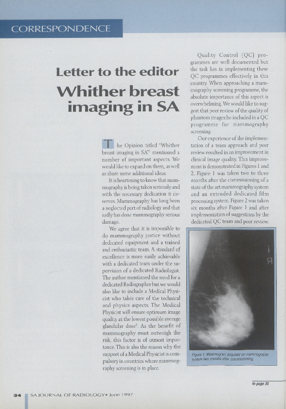(PDF) Letter to the editor: Whither breast imaging in SA