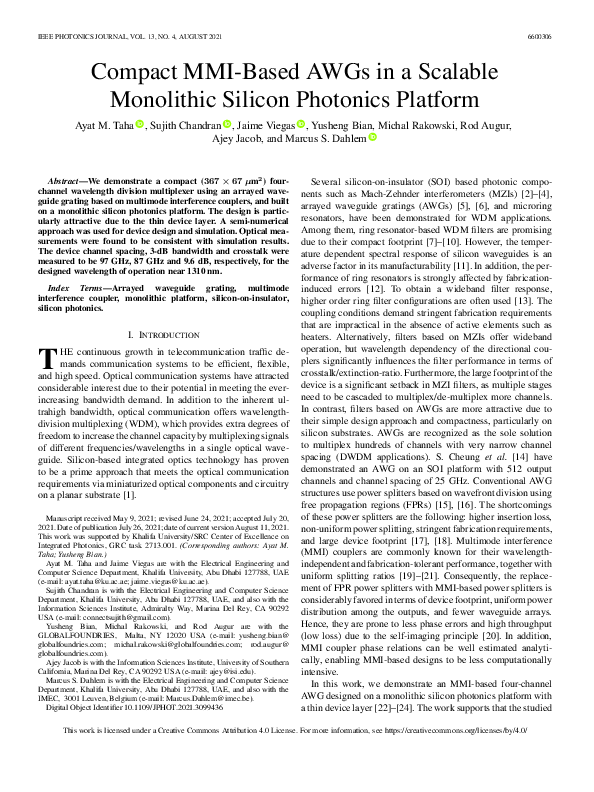 (PDF) Compact MMI-Based AWGs in a Scalable Monolithic Silicon Photonics ...
