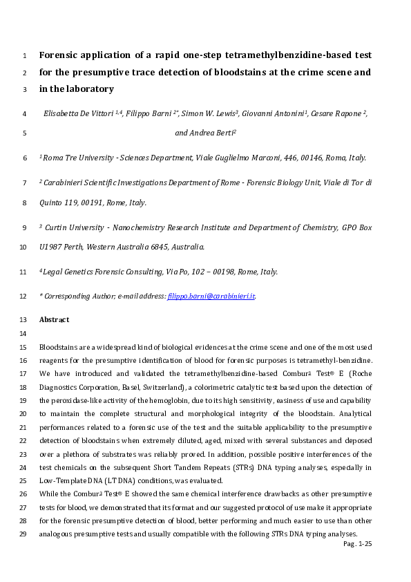 (PDF) Forensic application of a rapid one-step tetramethylbenzidine ...