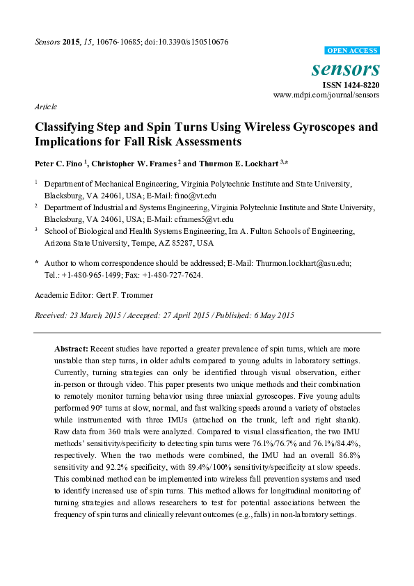 (PDF) Classifying Step and Spin Turns Using Wireless Gyroscopes and ...