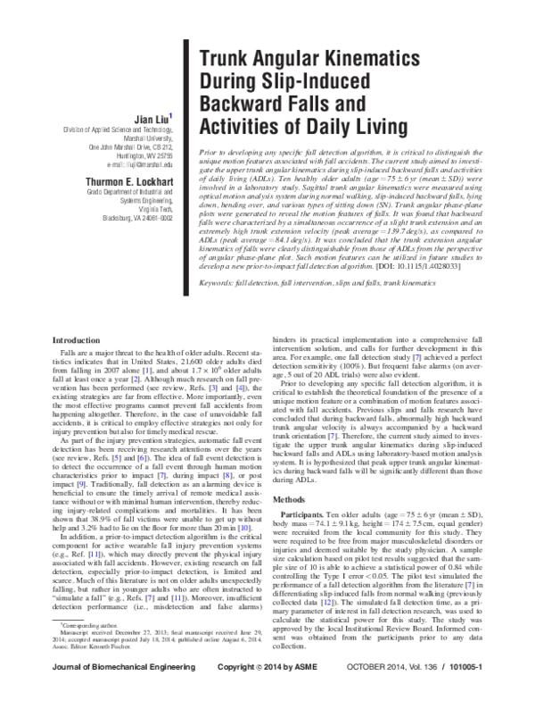 (PDF) Trunk Angular Kinematics During Slip-Induced Backward Falls and ...