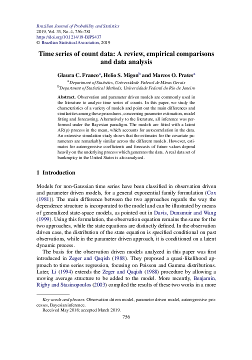 (PDF) Time series of count data: A review, empirical comparisons and ...