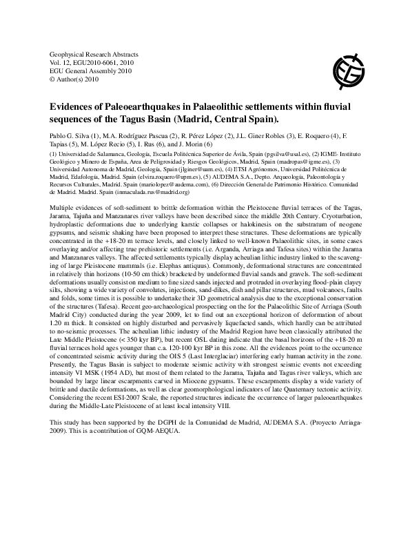 (PDF) Evidences of Paleoearthquakes in Palaeolithic settlements within ...