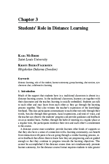 (PDF) Students’ Role in Distance Learning