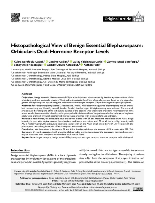 (PDF) Histopathological View of Benign Essential Blepharospasm ...