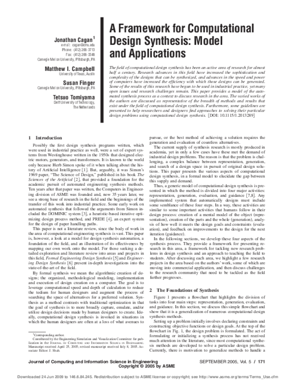 (PDF) A Framework for Computational Design Synthesis: Model and ...
