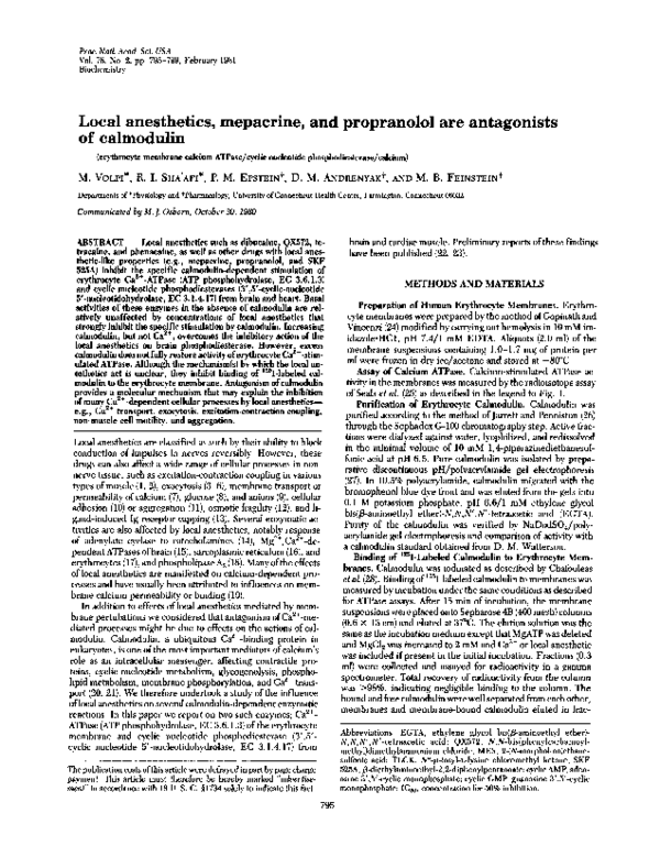 (PDF) Local anesthetics, mepacrine, and propranolol are antagonists of ...