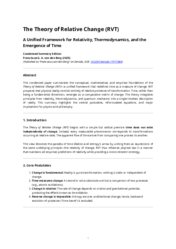 (PDF) The Theory of Relative Change (RVT) A Unified Framework for ...