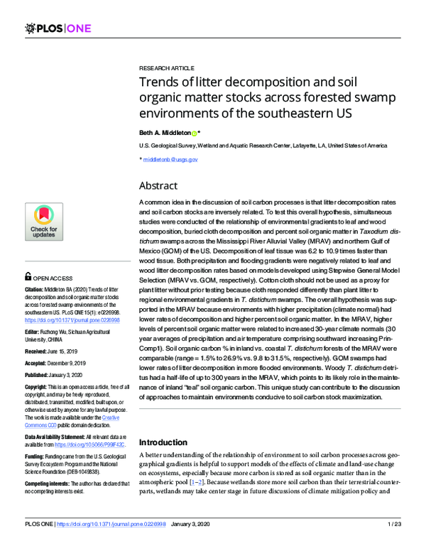 (PDF) Trends of litter decomposition and soil organic matter stocks ...