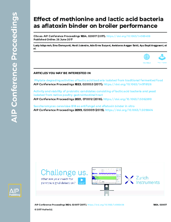 (PDF) Effect of methionine and lactic acid bacteria as aflatoxin binder ...