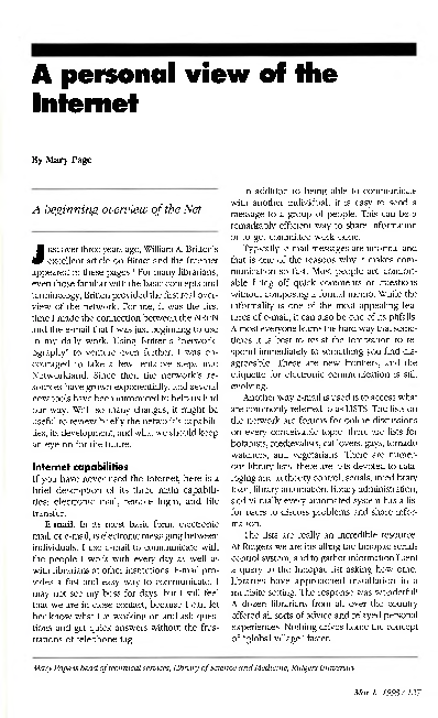 (PDF) A personal view of the Internet