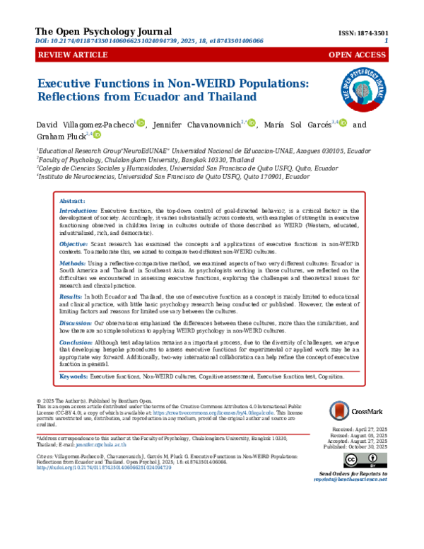 (PDF) Executive Functions in Non-WEIRD Populations: Reflections from ...