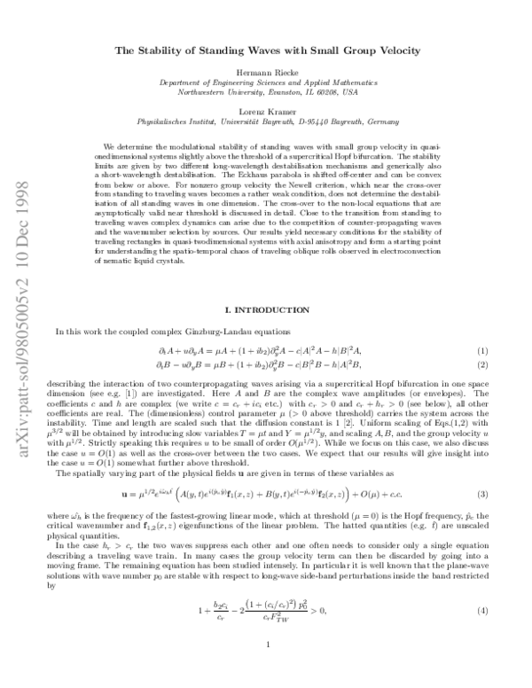 (PDF) The Stability of Standing Waves