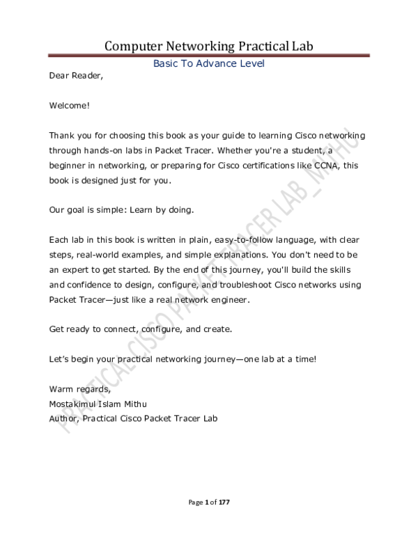 (PDF) Cisco Packet Tracer Practical Lab Building a Simple LAN -Lab 2