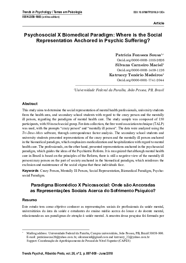 (PDF) Psychosocial X Biomedical Paradigm: Where is the Social ...
