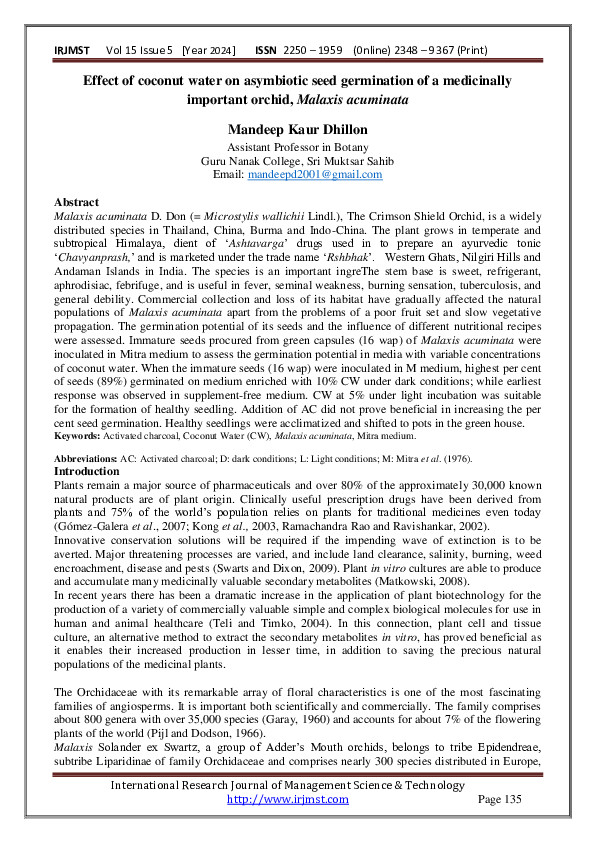 (PDF) Effect of coconut water on asymbiotic seed germination of a ...