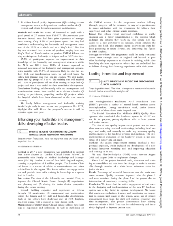 (PDF) 11 Quality improvement project for out-of-hours clinical handover
