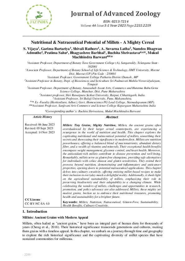 (PDF) Nutritional & Nutraceutical Potential of Millets - A Mighty Cereal