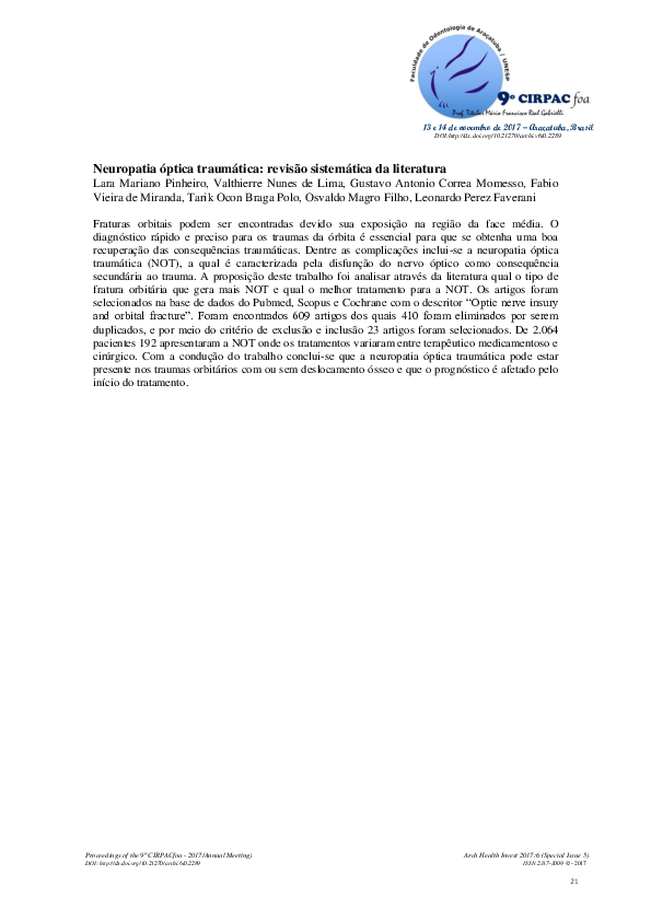 (PDF) Neuropatia óptica traumática: revisão sistemática da literatura
