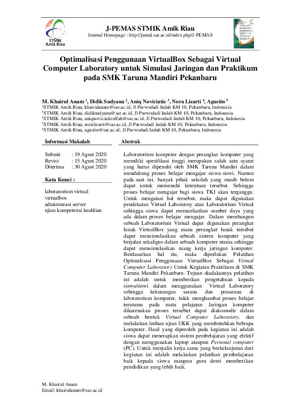 (PDF) Optimalisasi Penggunaan VirtualBox Sebagai Virtual Computer Laboratory untuk Kegiatan ...