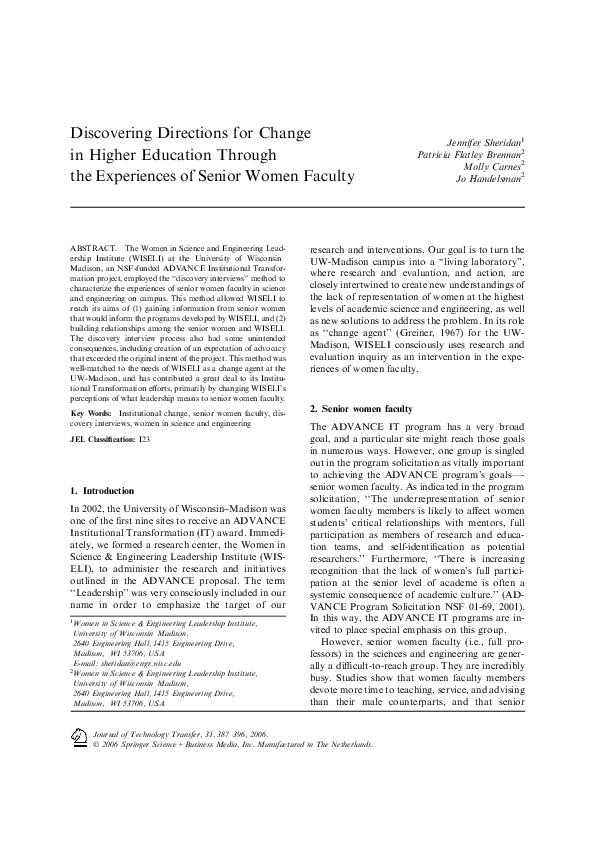(PDF) Discovering Directions for Change in Higher Education Through the ...
