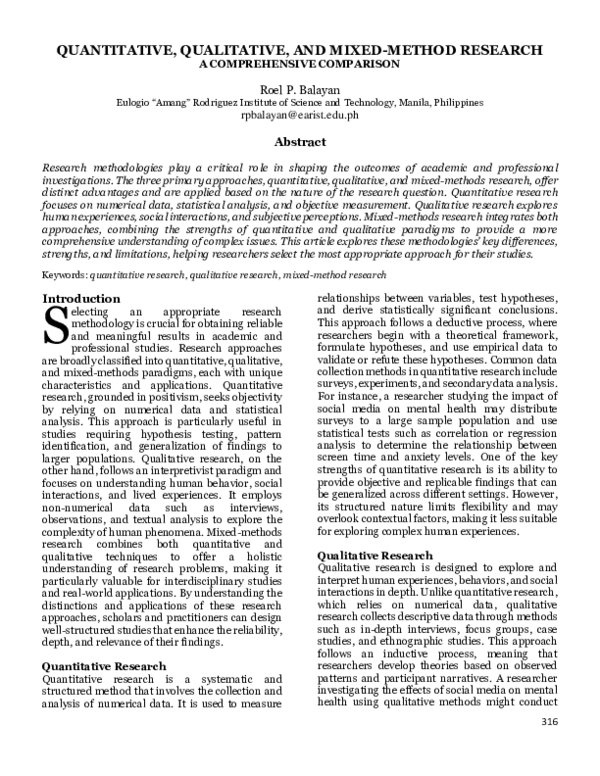 (PDF) QUANTITATIVE, QUALITATIVE, AND MIXED-METHOD RESEARCH A ...