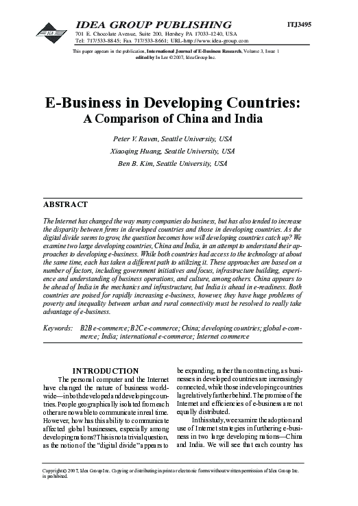 (PDF) E-Business in Developing Countries