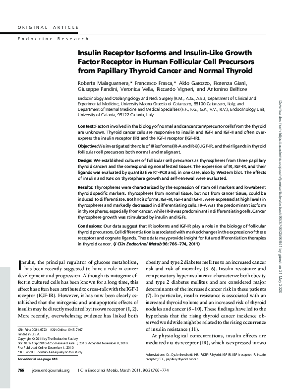 (PDF) Insulin Receptor Isoforms and Insulin-Like Growth Factor Receptor ...