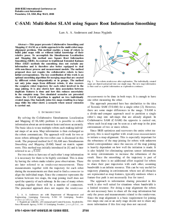 (PDF) C-SAM: Multi-Robot SLAM using square root information smoothing