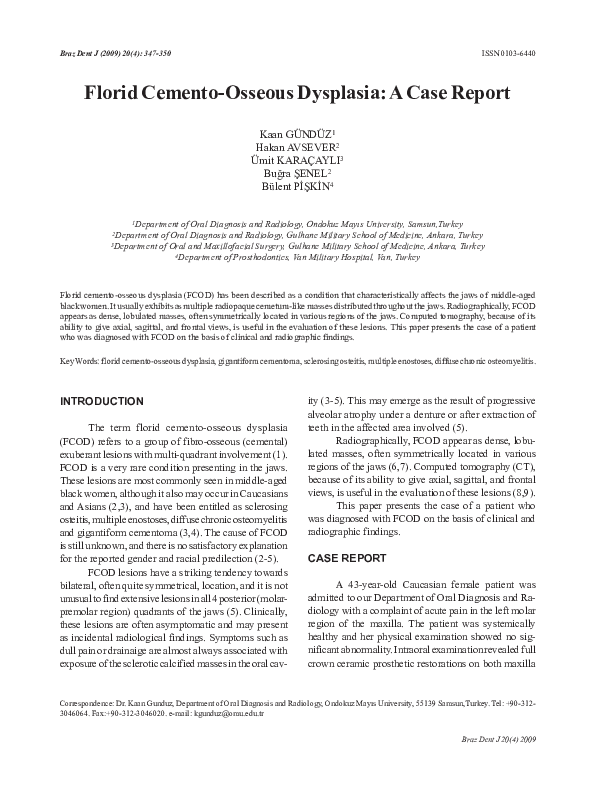 (PDF) Florid Cemento-Osseous Dysplasia: A Case Report