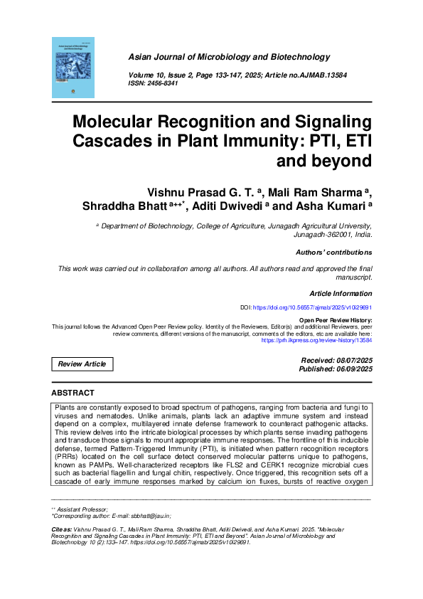 (PDF) Molecular Recognition and Signaling Cascades in Plant Immunity ...