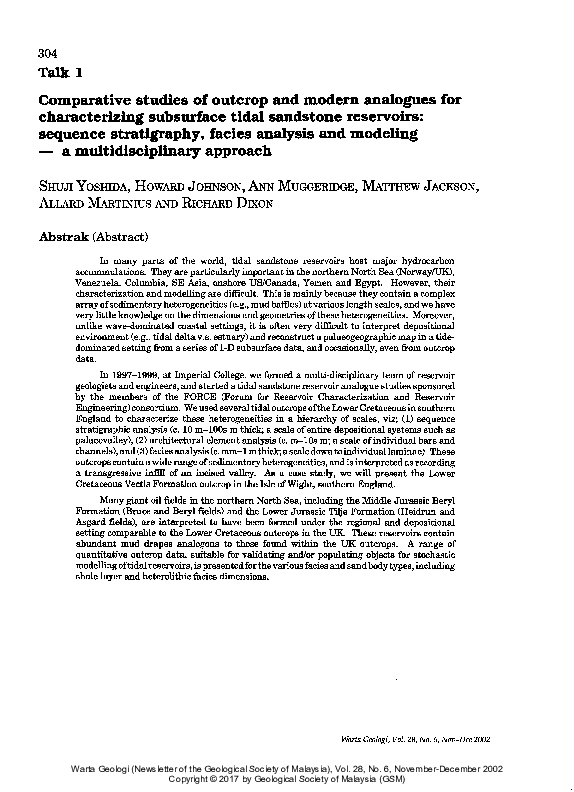 (PDF) Abstract: Comparative Studies of Outcrop and Modern Analogues for ...