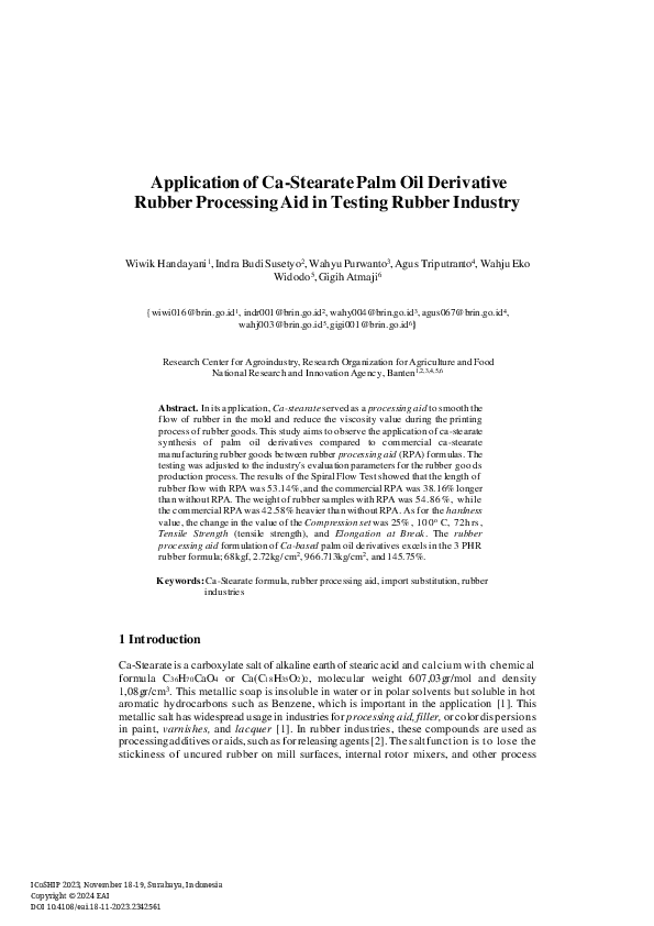 (PDF) Application of Ca-Stearate Palm Oil Derivative Rubber Processing ...