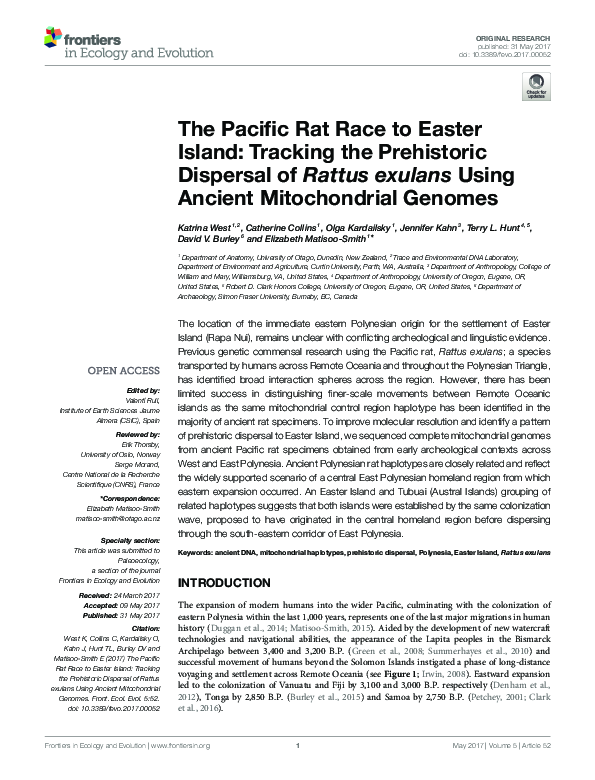 (PDF) The Pacific Rat Race to Easter Island: Tracking the Prehistoric ...