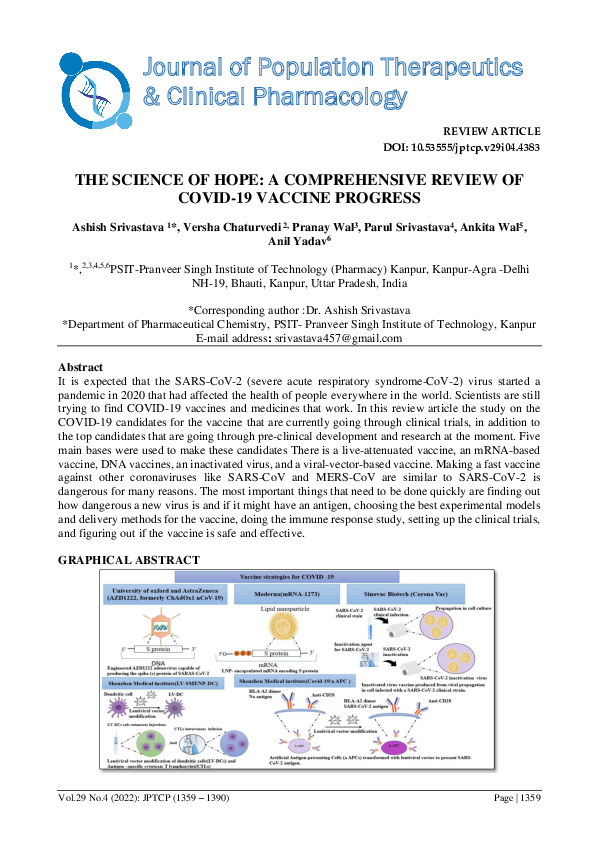 (PDF) The Science of Hope: A Comprehensive Review of COVID-19 Vaccine ...